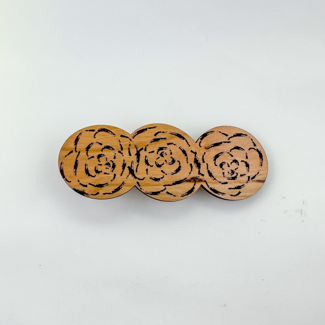 Rose Engraved Hair Clip SVG File, Laser Cut File, Hair Clip Laser Cut ...