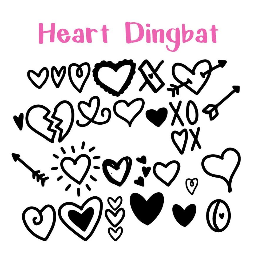 Heart Dingbat, Commercial Use Font, Cute Fonts, Fonts for Crafting ...