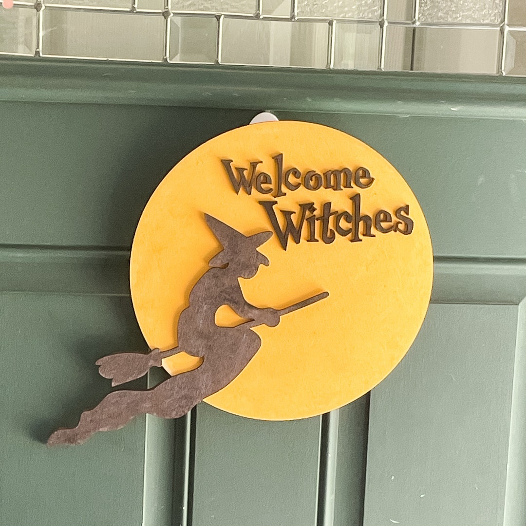 Witch Over the Moon SVG File, Welcome Witches SVG File, Door Hanger SVG ...