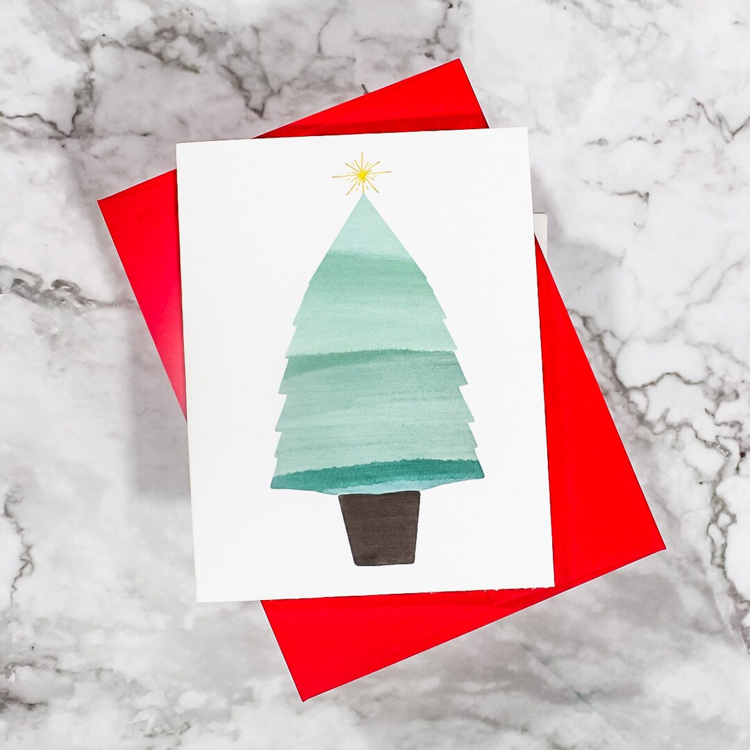 Christmas Tree Greeting Card Printable Card PDF With SVG/PNG Envelope ...