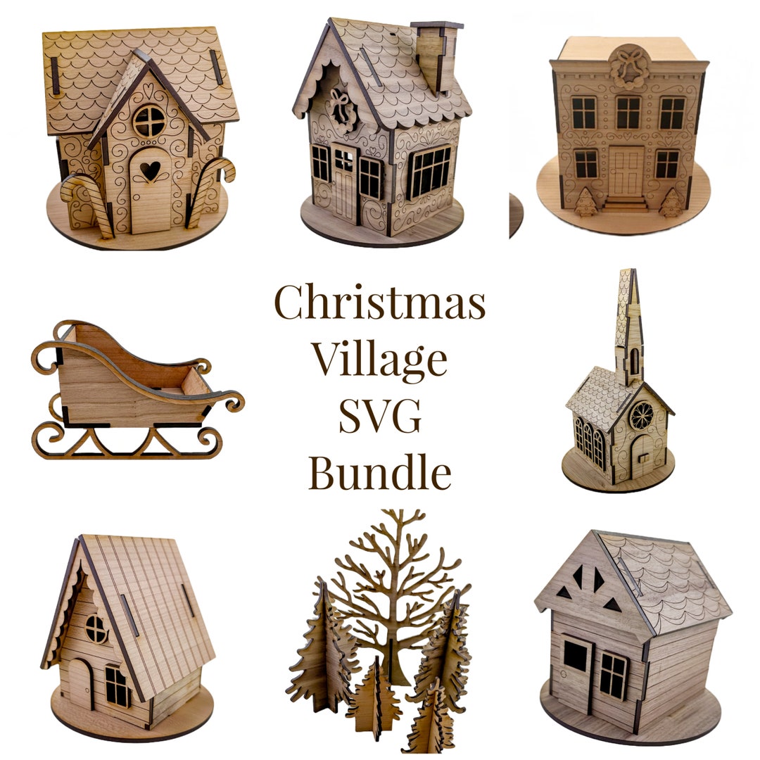 Christmas Village Laser SVG Files, Christmas House Cut Files for Laser ...