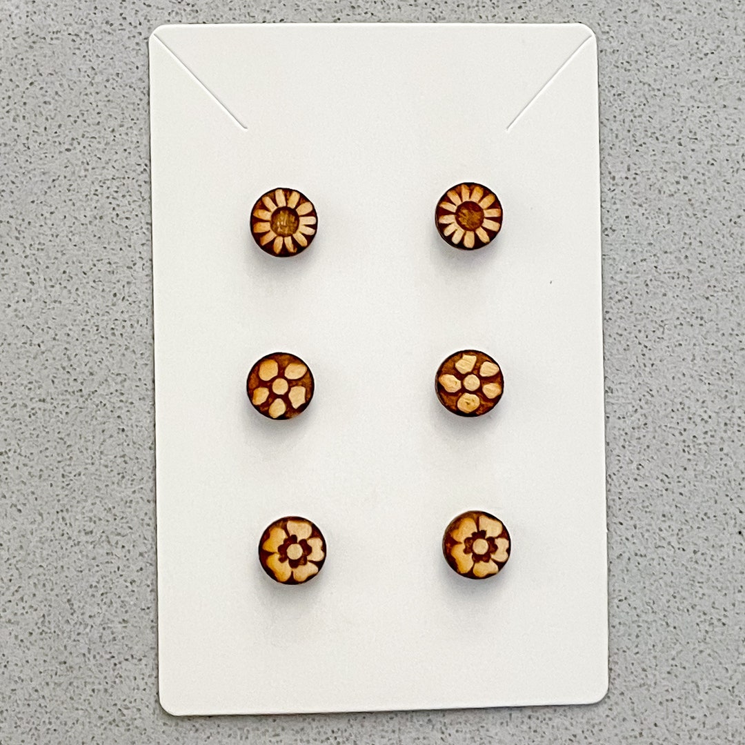 Stud Earring SVG Bundle, Flower Stud Earrings, Stud Earring SVG Files ...