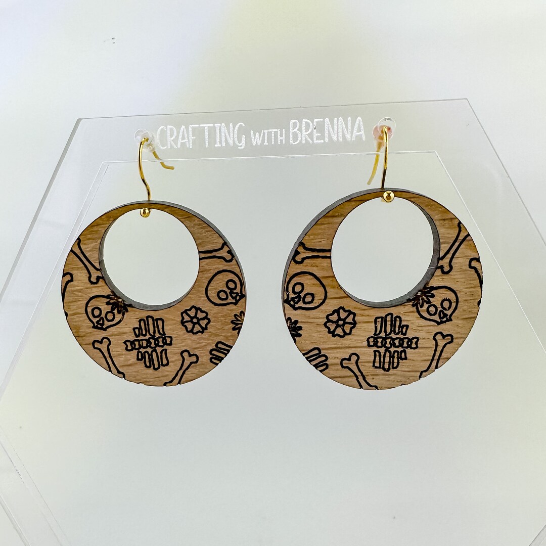 Skeleton Circle Earrings SVG File, Laser SVG File, Earring Cut File for ...
