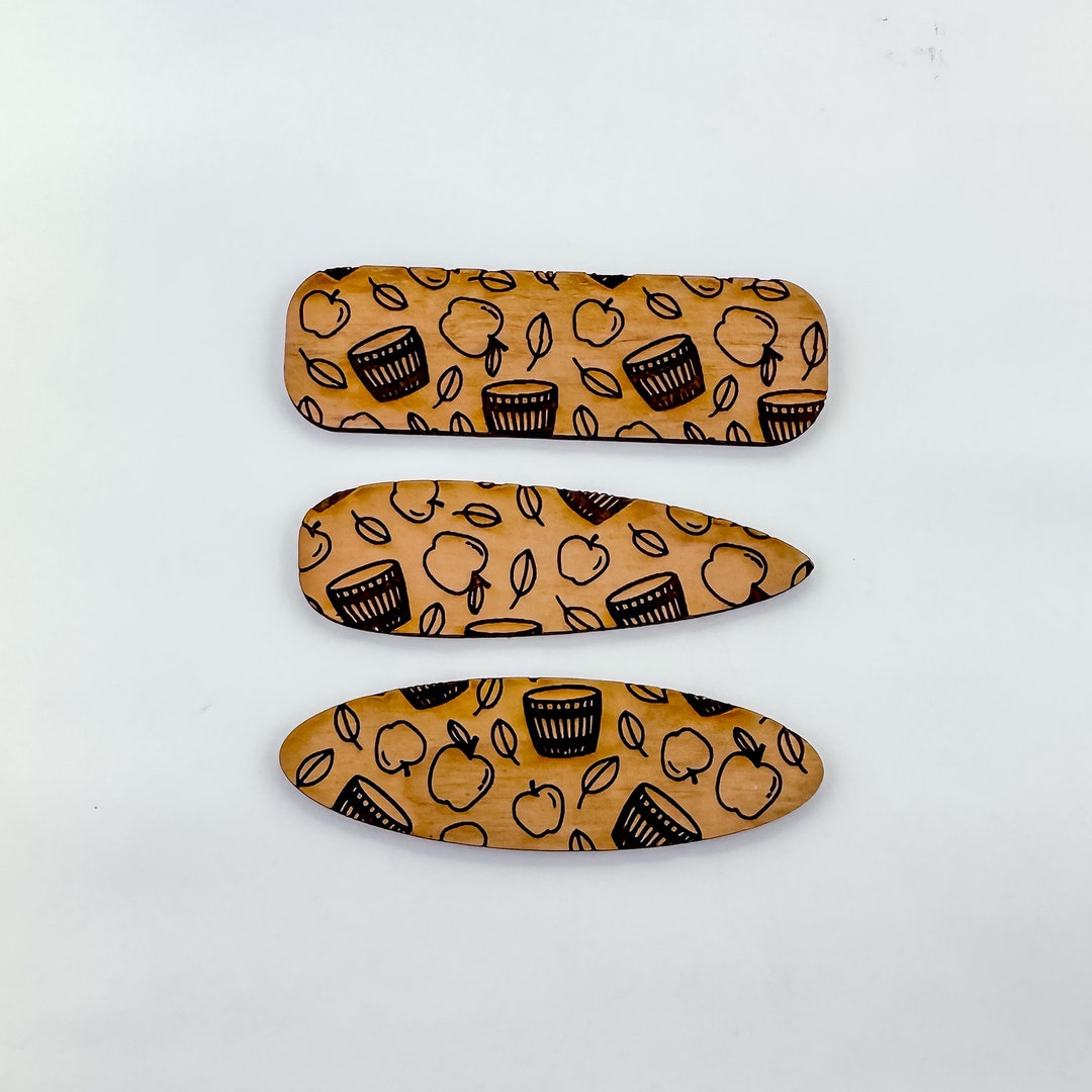 Apple Pattern Hair Clip SVG File, Laser Cut File, Hair Clip Laser Cut ...