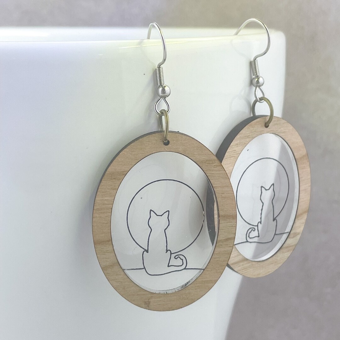 Halloween Cat Earring SVG File. Witch Earring Cut File, Inlay SVG ...