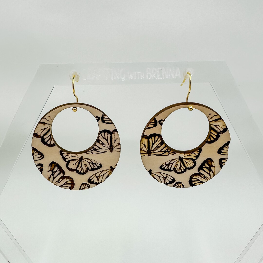 Butterfly Engraved Earring SVG File, Laser SVG File, Earring Cut File ...