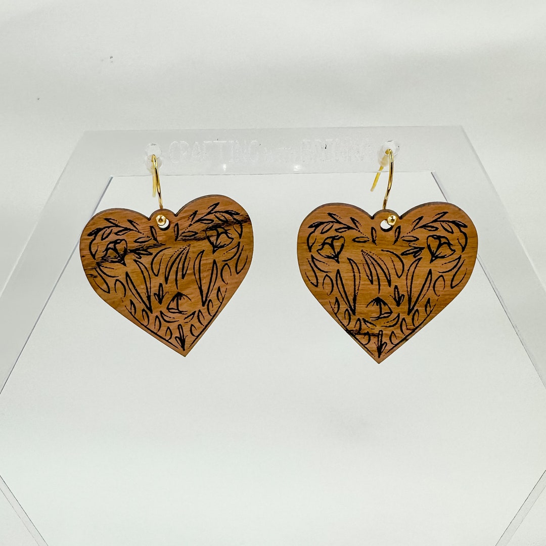 Heart Shaped Earring SVG, Laser SVG Earrings, Flower Heart Earrings - Etsy