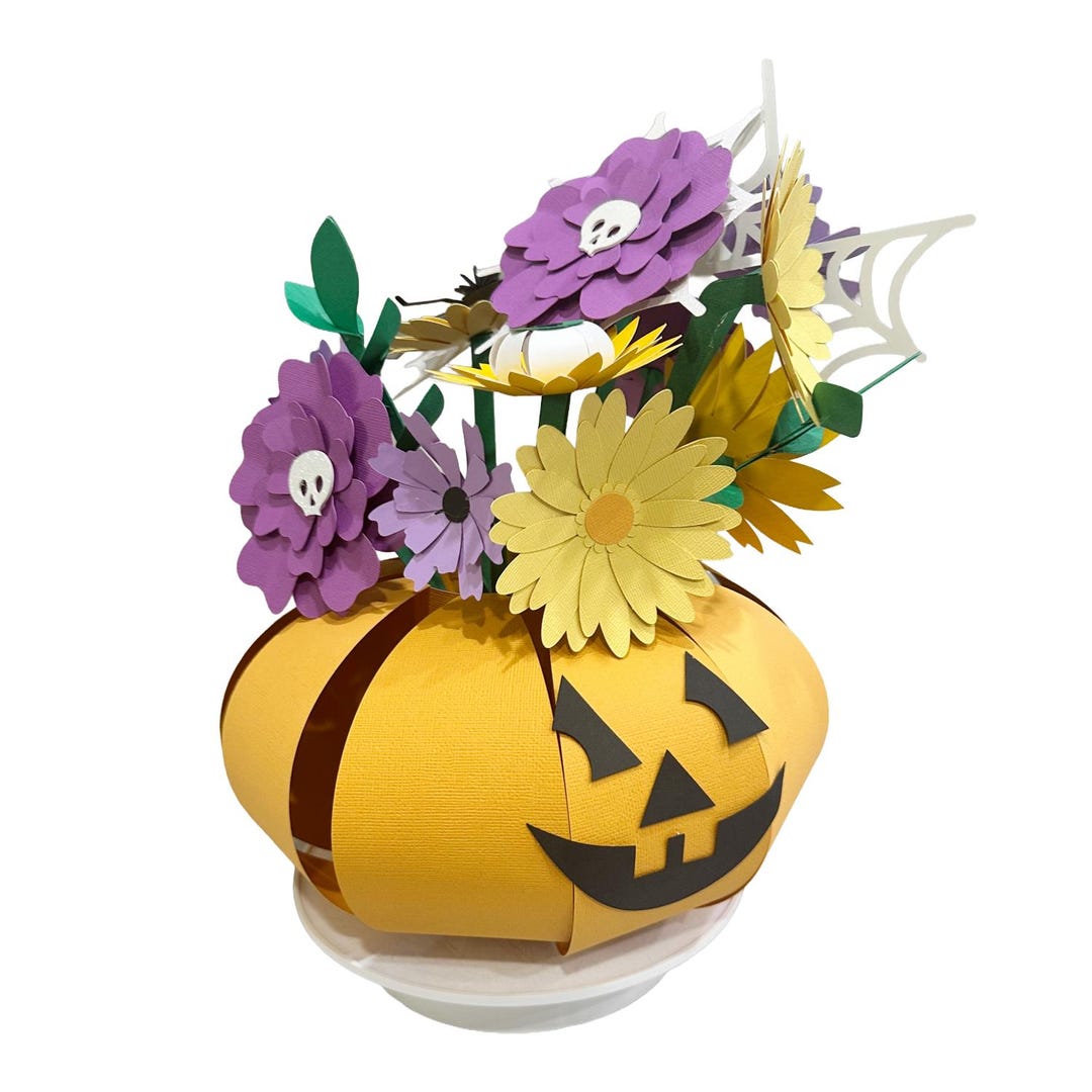 Spooky Pumpkin Centerpiece SVG, 3D Paper Jack-o’-lantern Centerpiece ...