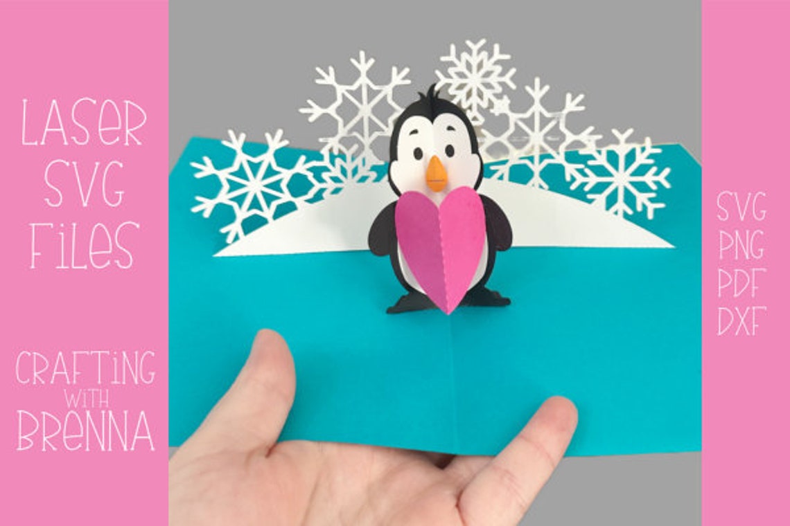 Penguin Winter Pop up Card - Etsy