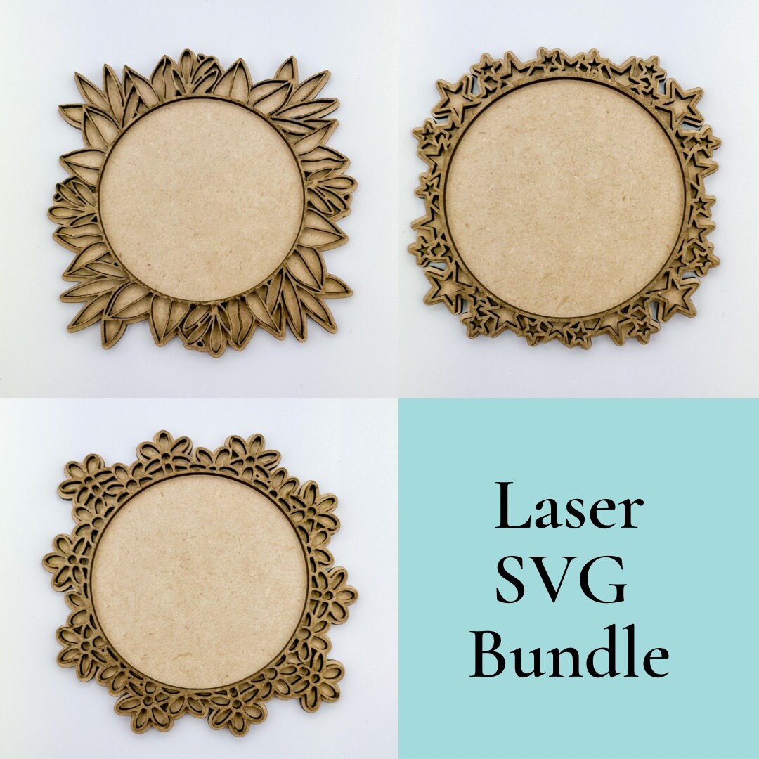 Circle Monogram Layered Sign SVG Bundle, SVG for Laser Cutters ...