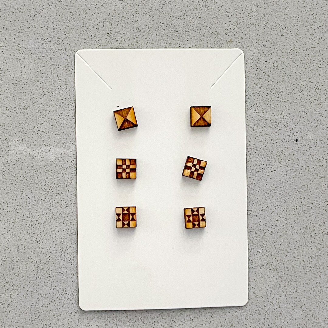 Stud Earring SVG Bundle, Quilt Block Style Stud Earrings, Stud Earring ...