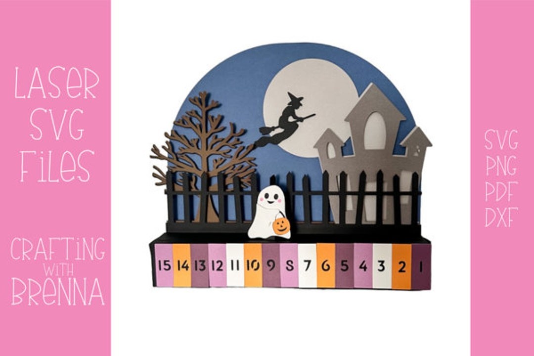 Halloween Countdown SVG, Paper Countdown Laser SVG File, Paper Cut File ...