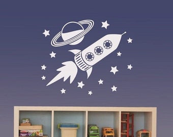 Rocket Space Nursery Kids Room Wall Sticker Vinyl Car Decal - Etsy