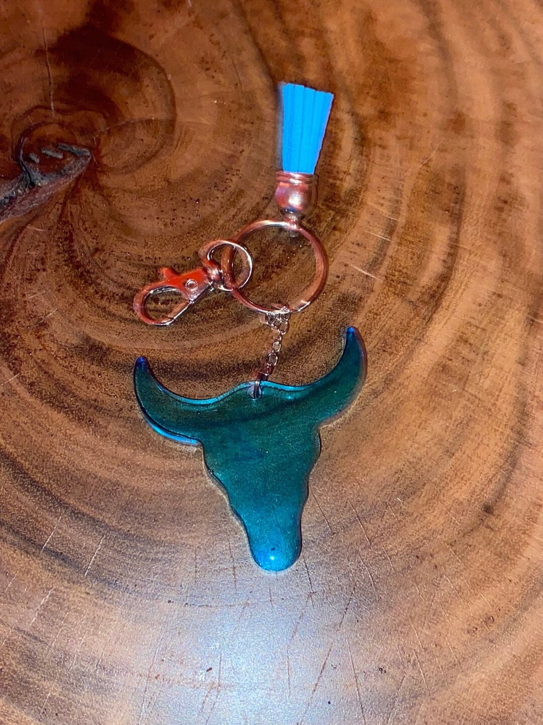 Solid Color Resin Steer Skull Keychain - Etsy