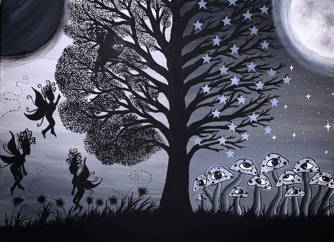 Mystical Paradox Fantasy Art Print Nature Wall Art Day Vs Night Art ...