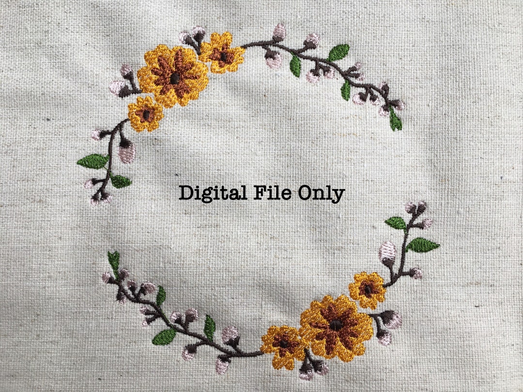 Black-eyed Susan Wreath *DIGITAL FILE* 5x7 Machine Embroidery Design - Etsy
