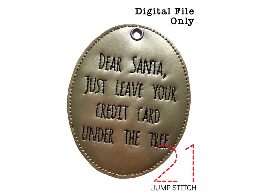 ITH Santa's Credit Card Ornament *DIGITAL FILE* in the Hoop Embroidery ...