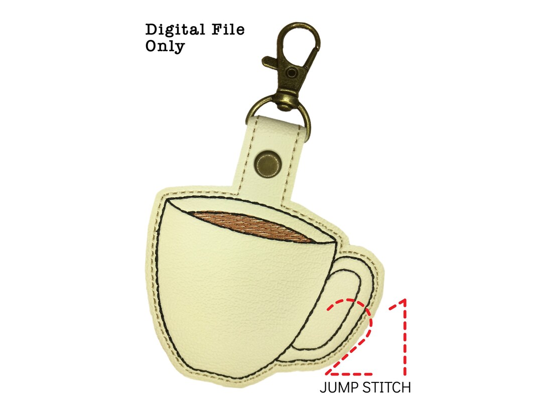 Tea Cup 1 Fob *DIGITAL FILE* in the Hoop Key Fob Embroidery Design - Etsy