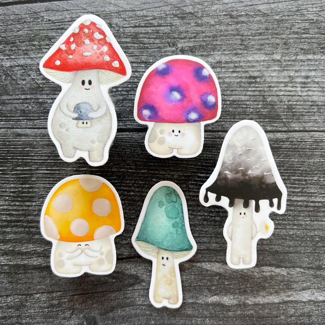 Set of 5 Decal Stickers · Die Cut Sticker · Mushroom Family - Etsy
