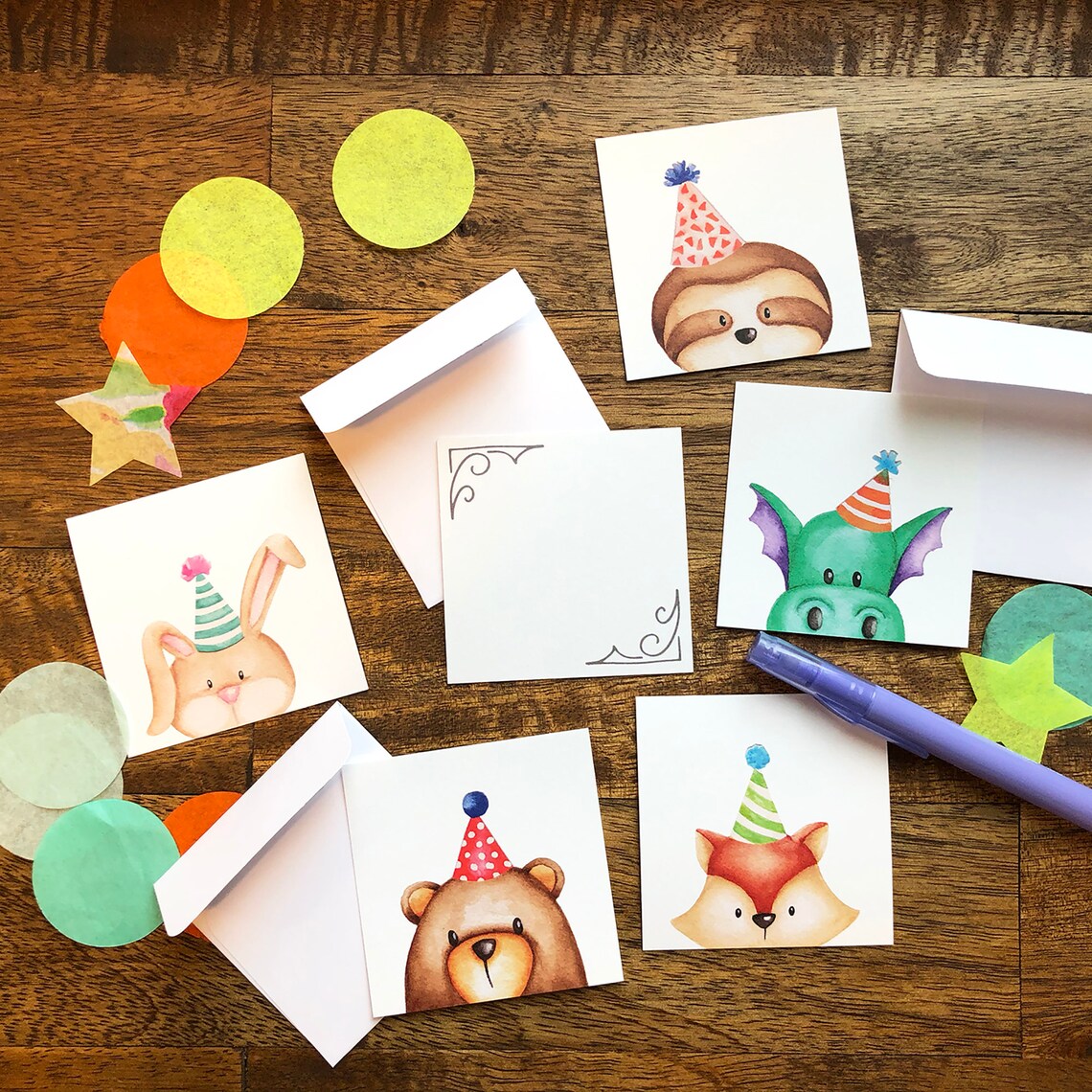 Set of 10 Cute Animal Note Cards Blank Cards Cute Animals - Etsy