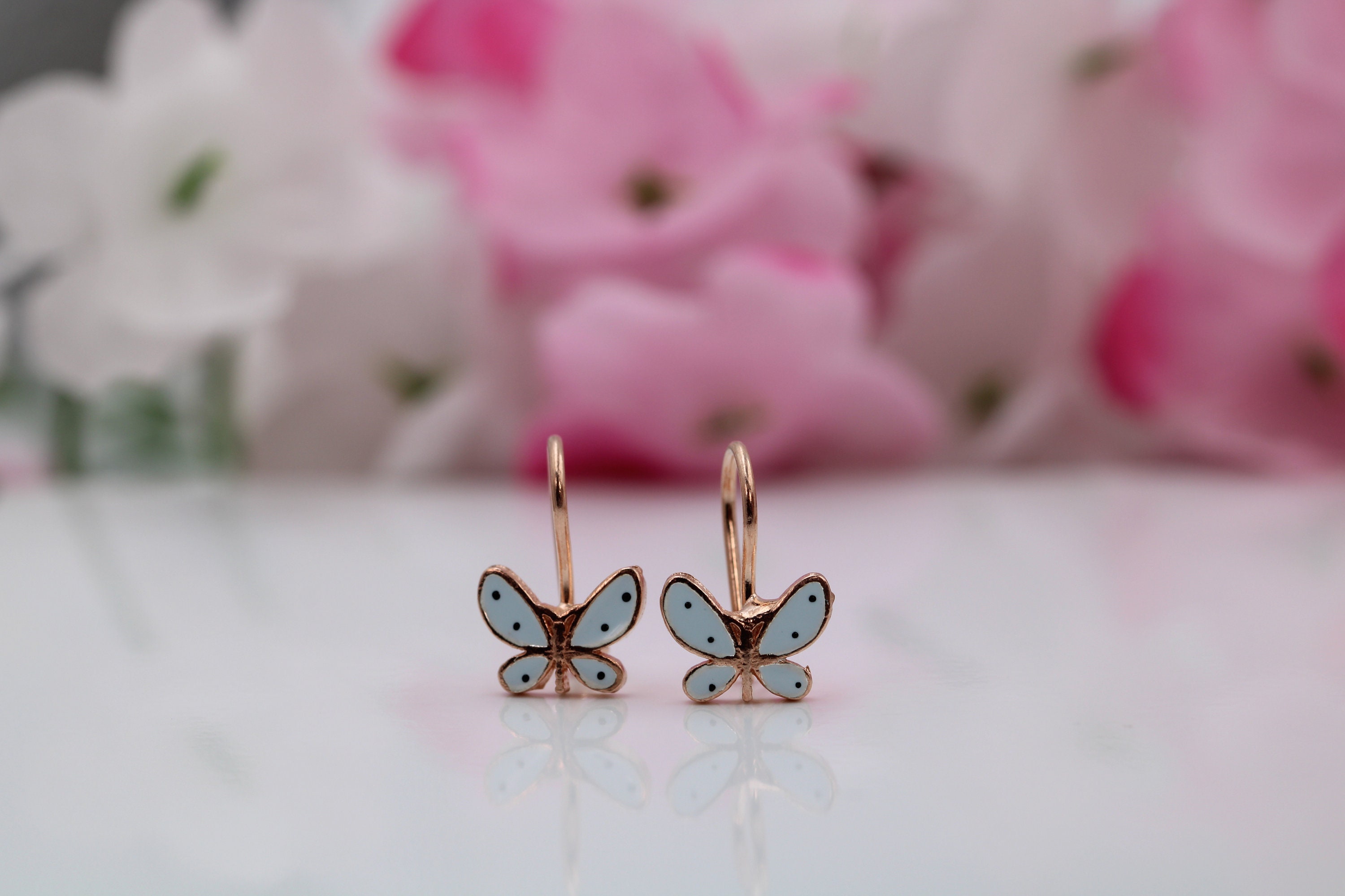 Butterfly Dangle Earrings for Girls Rose Gold Summer Earrings - Etsy