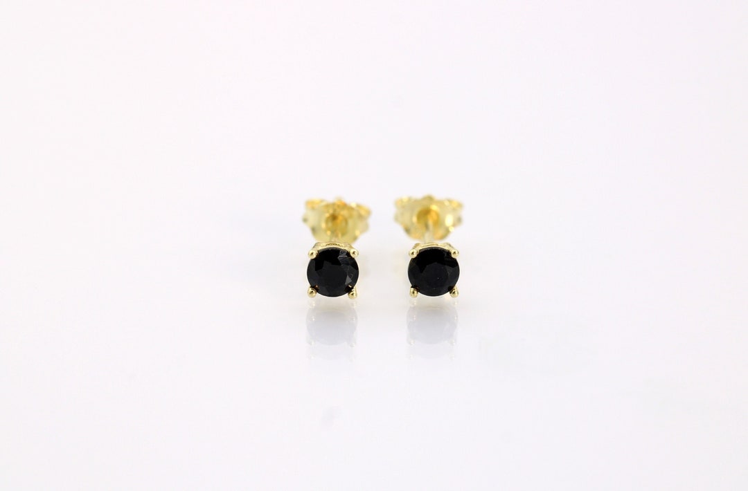 Gold Basket Stud With Black Onyx, Black Basket Stud Earrings for Women ...