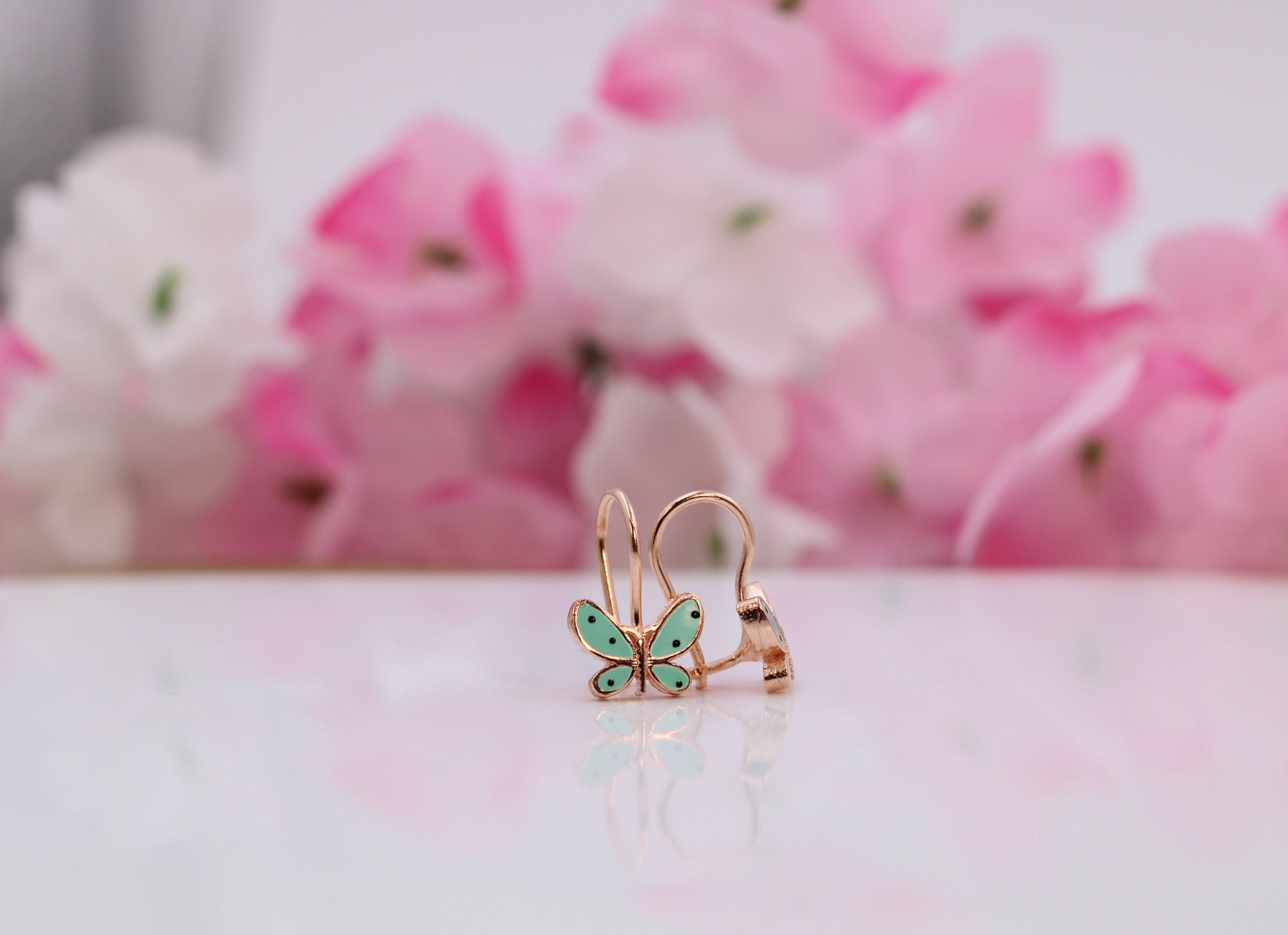 Butterfly Dangle Earrings for Girls Rose Gold Summer Earrings - Etsy