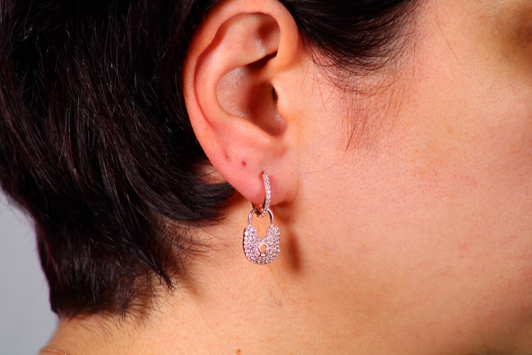 Elegant Key and Padlock Earring Set - Etsy