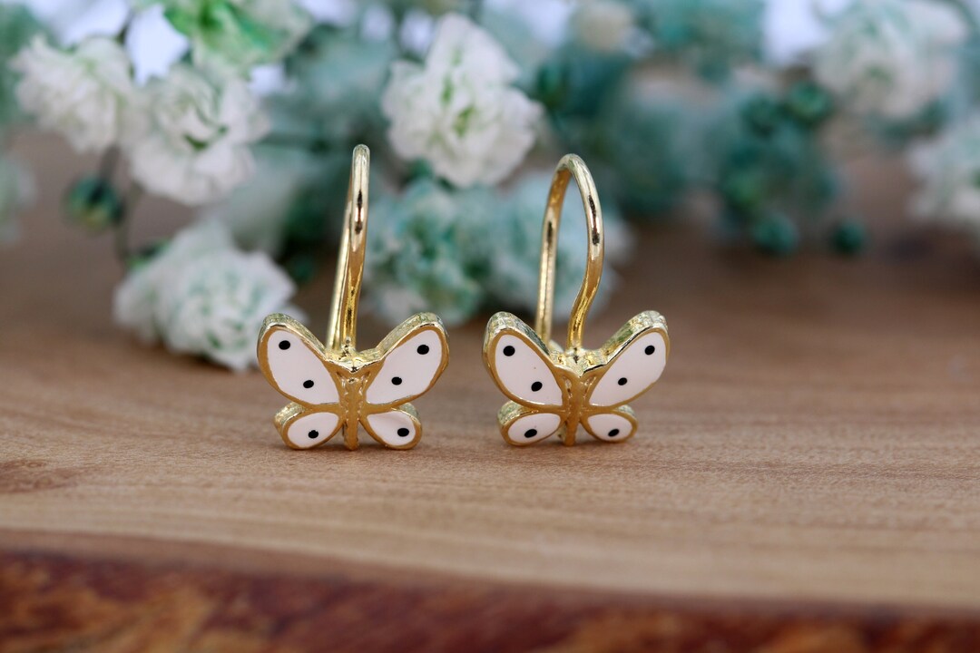 Butterfly Dangle Earrings for Girls, 18K Gold Plated Summer Earrings ...