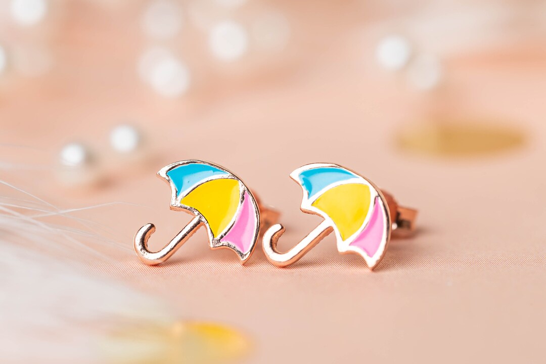 Umbrella Stud Earrings for Girls, Dance in the Rainbows - Etsy