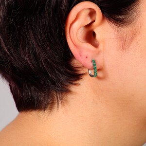 Emerald U Shape Hoops Rectangular Hoop Earrings With May - Etsy