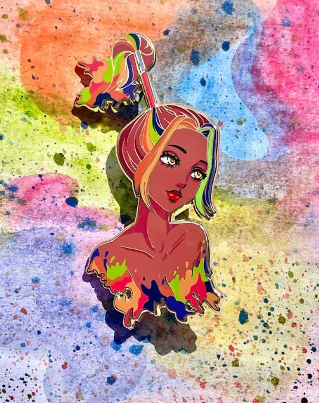 Paintbrush Girl Enamel Pin - Etsy