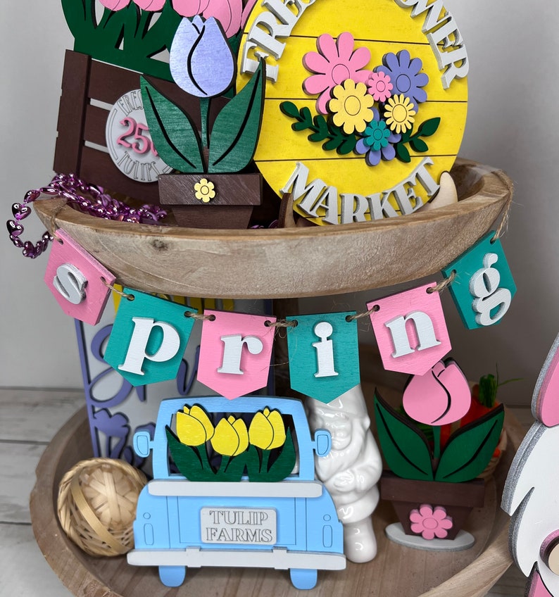 Spring Tier Tray Set / Spring Set / Spring Decor / Tiered Tray - Etsy