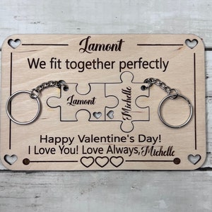 Valentine's Day Card and Key Chain / Puzzle Key Chain / Valentine's Day ...
