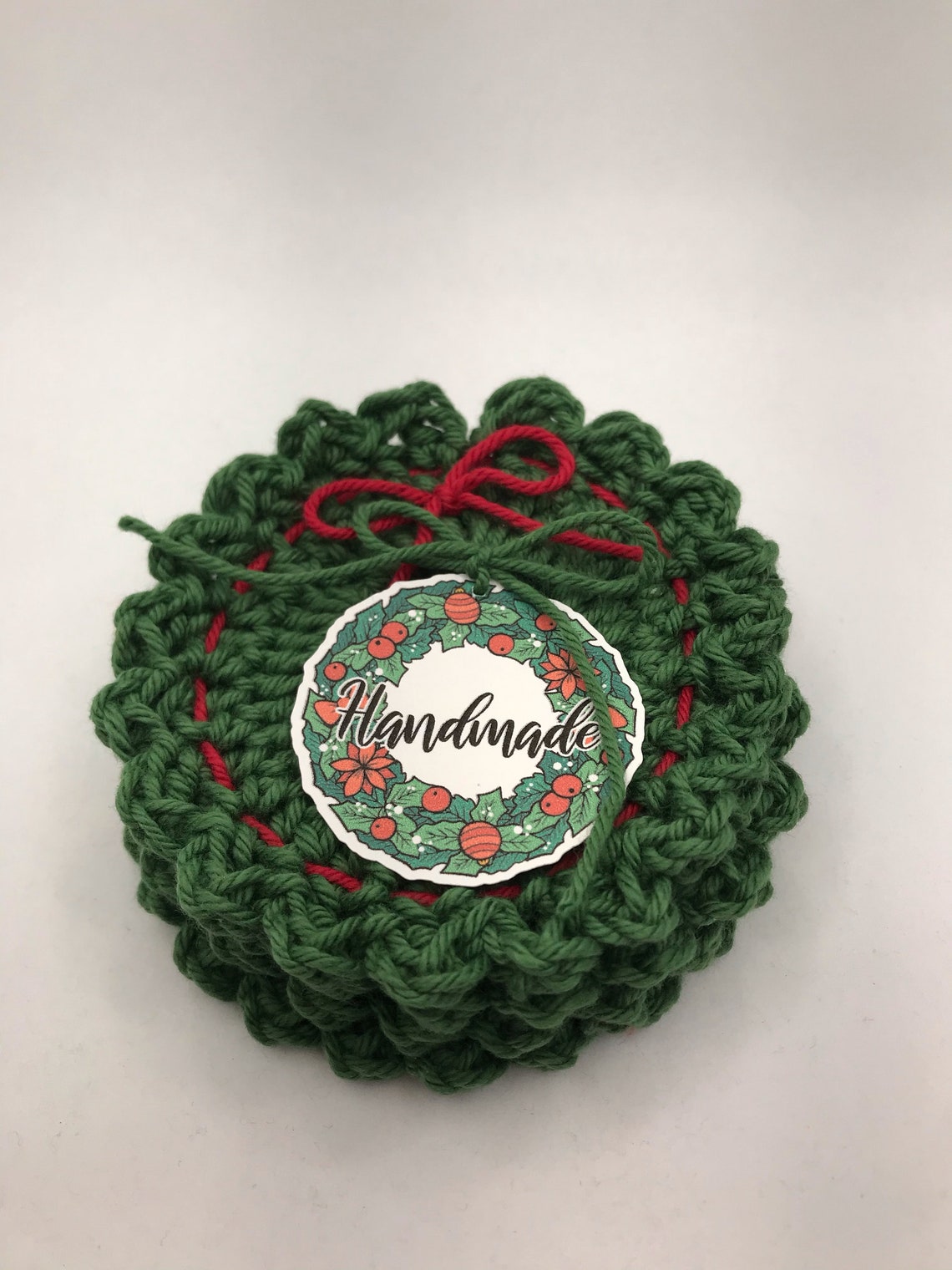 Christmas Wreath Crochet Coaster Pattern - Etsy Canada