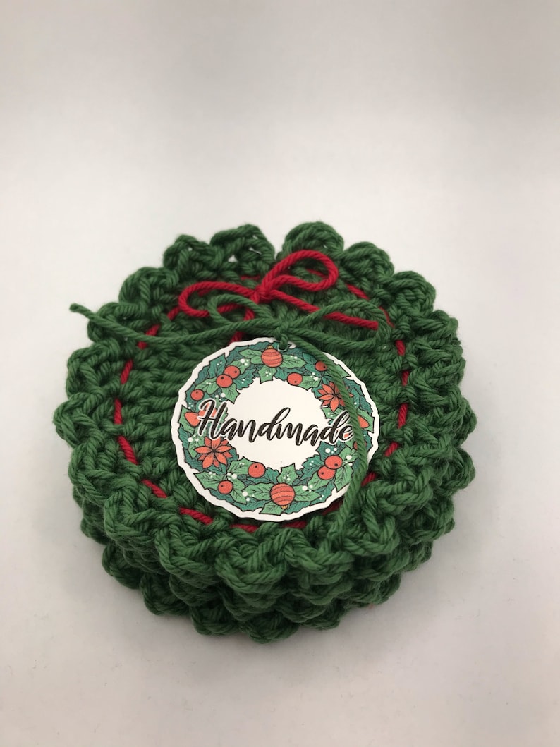 Christmas Wreath Crochet Coaster Pattern - Etsy