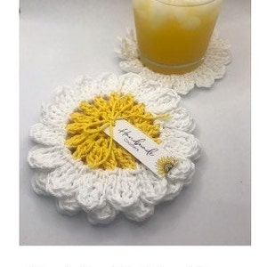Double Treble Daisy Crochet Coaster Pattern / Daisy Coaster Pattern ...