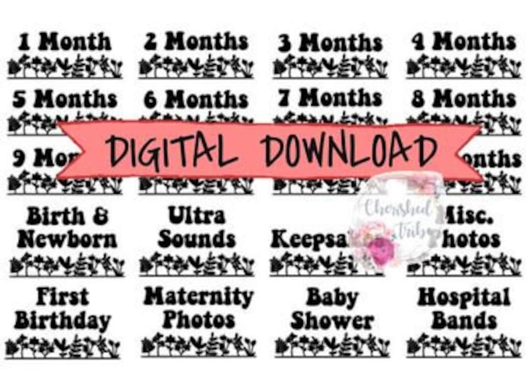 Retro Floral - DIGITAL FILES | Photo Box Labels | Memory Box Stickers ...