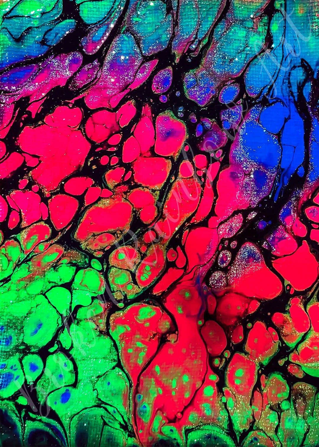 Neon Rainbow Abstract Wall Art, Art Print, Fluid Art Print, Trippy Art ...