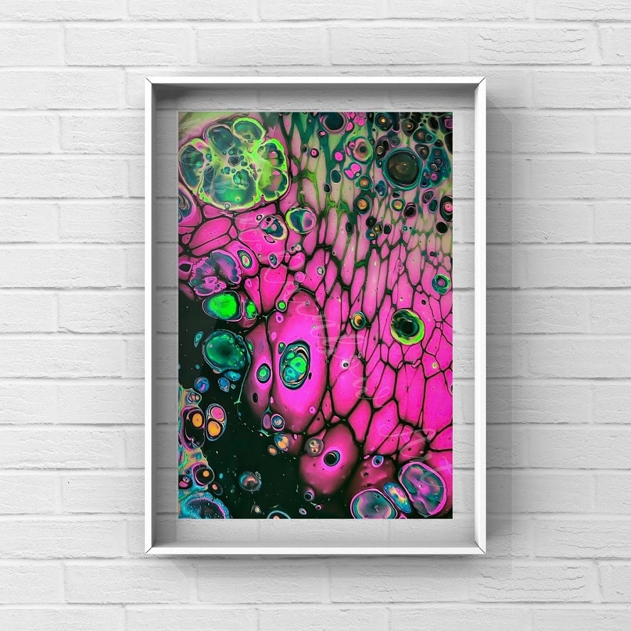 Neon Net Abstract Wall Art Art Print Fluid Art Print - Etsy