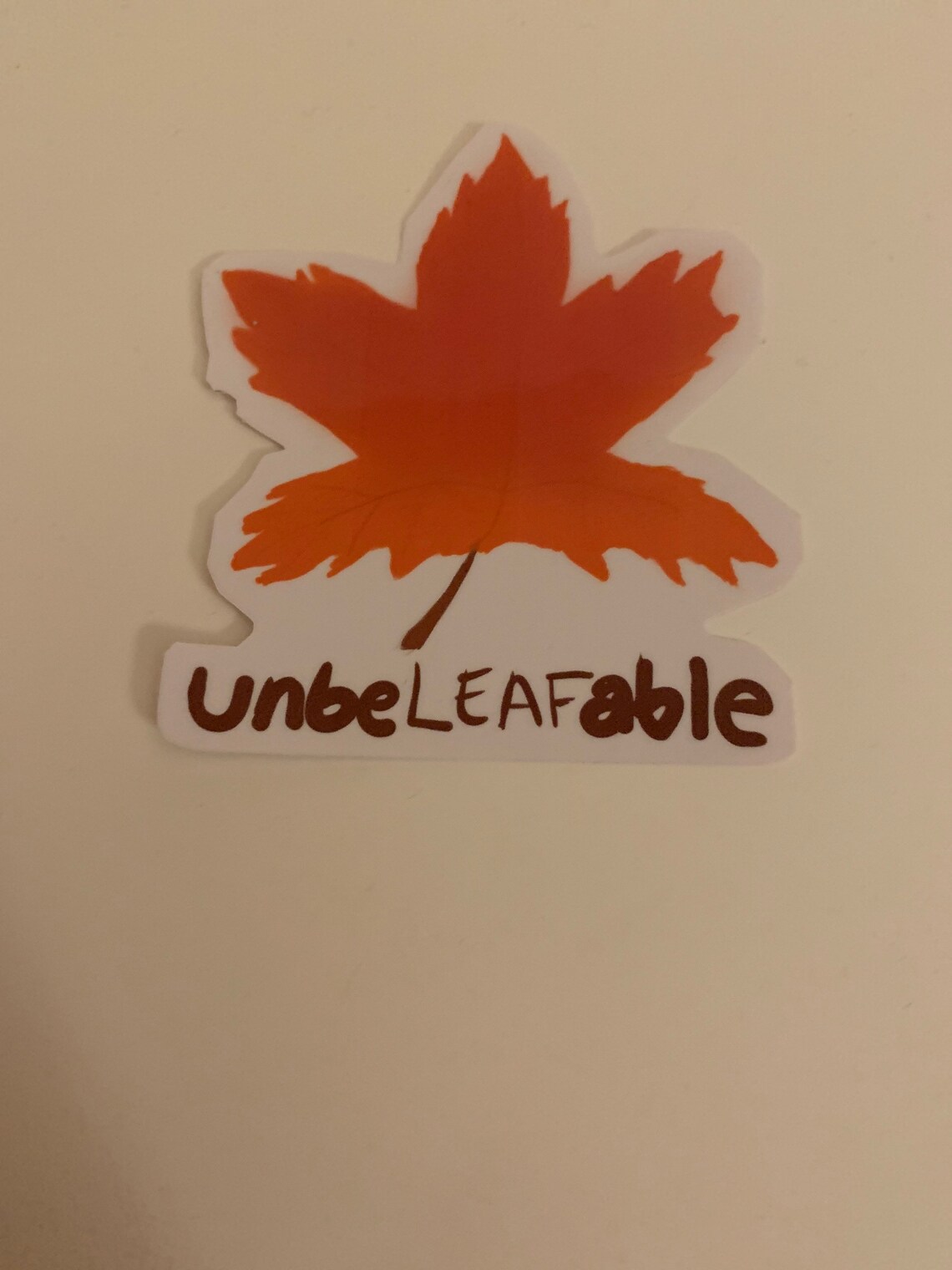 UnbeLEAFable Fall Leaf Pun 4 inch Waterproof Sticker | Etsy