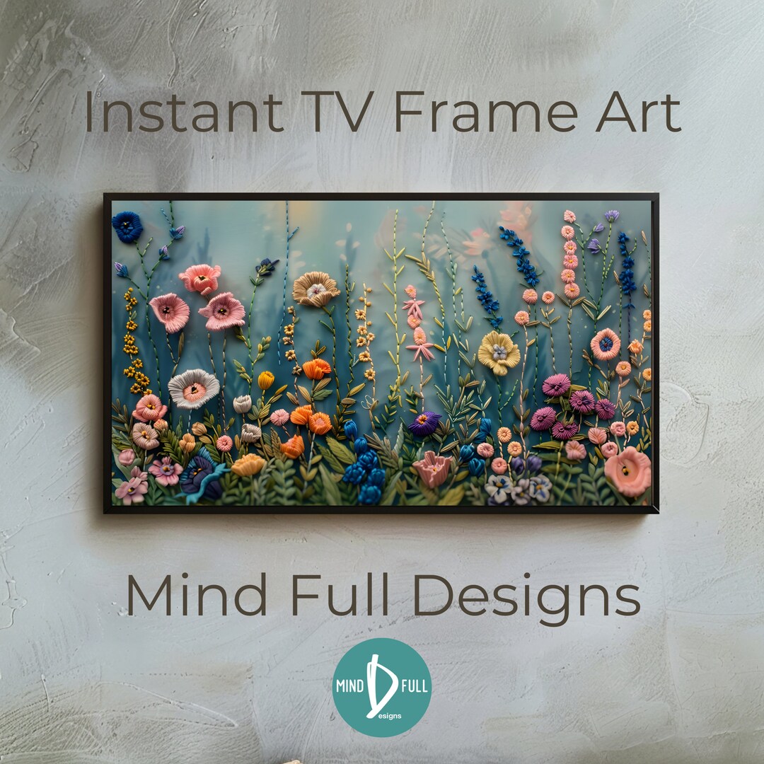 Spring Frame TV Art Instant Download | Wildflower Floral One Embroidery ...