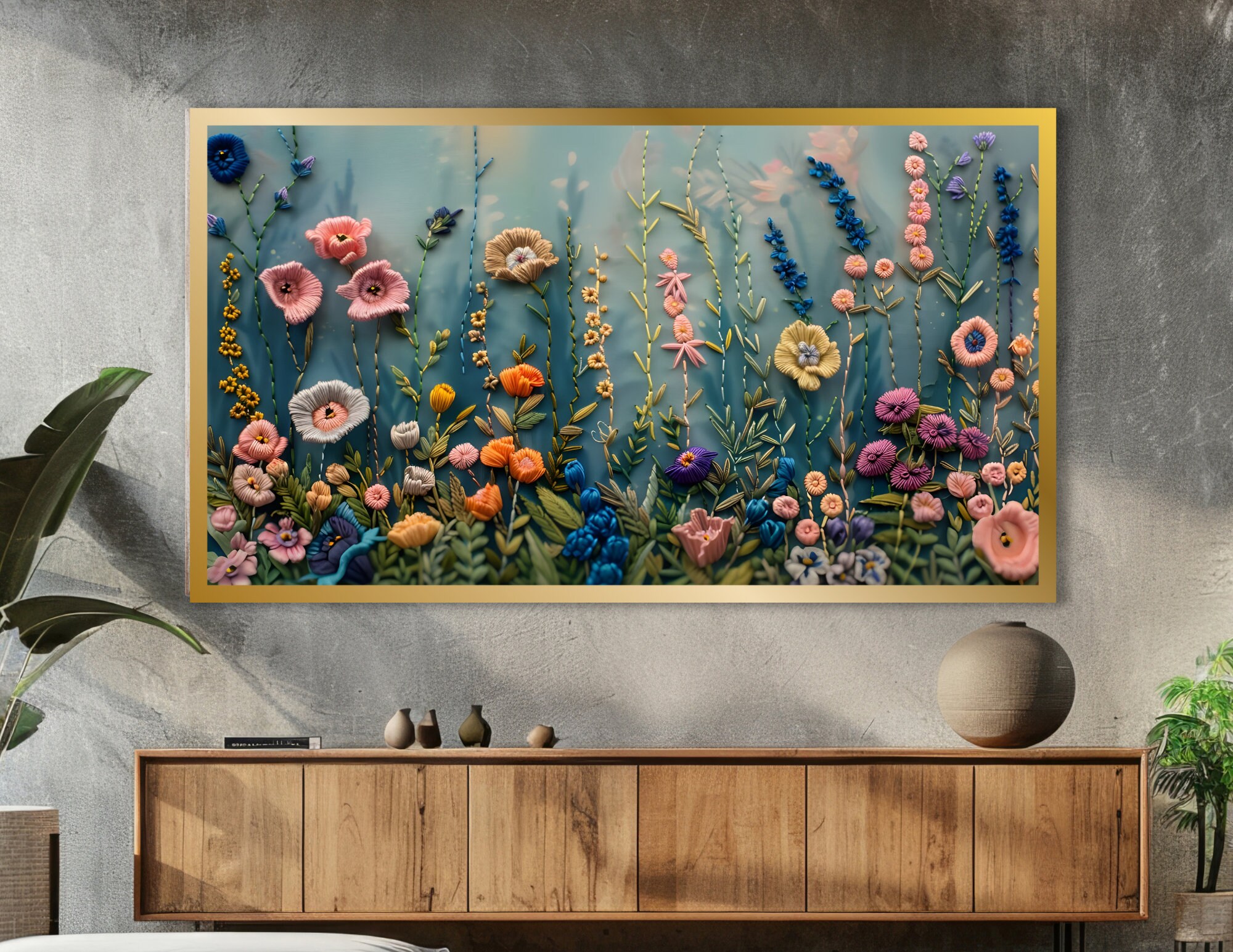 Spring Frame TV Art Instant Download | Wildflower Floral One Embroidery ...