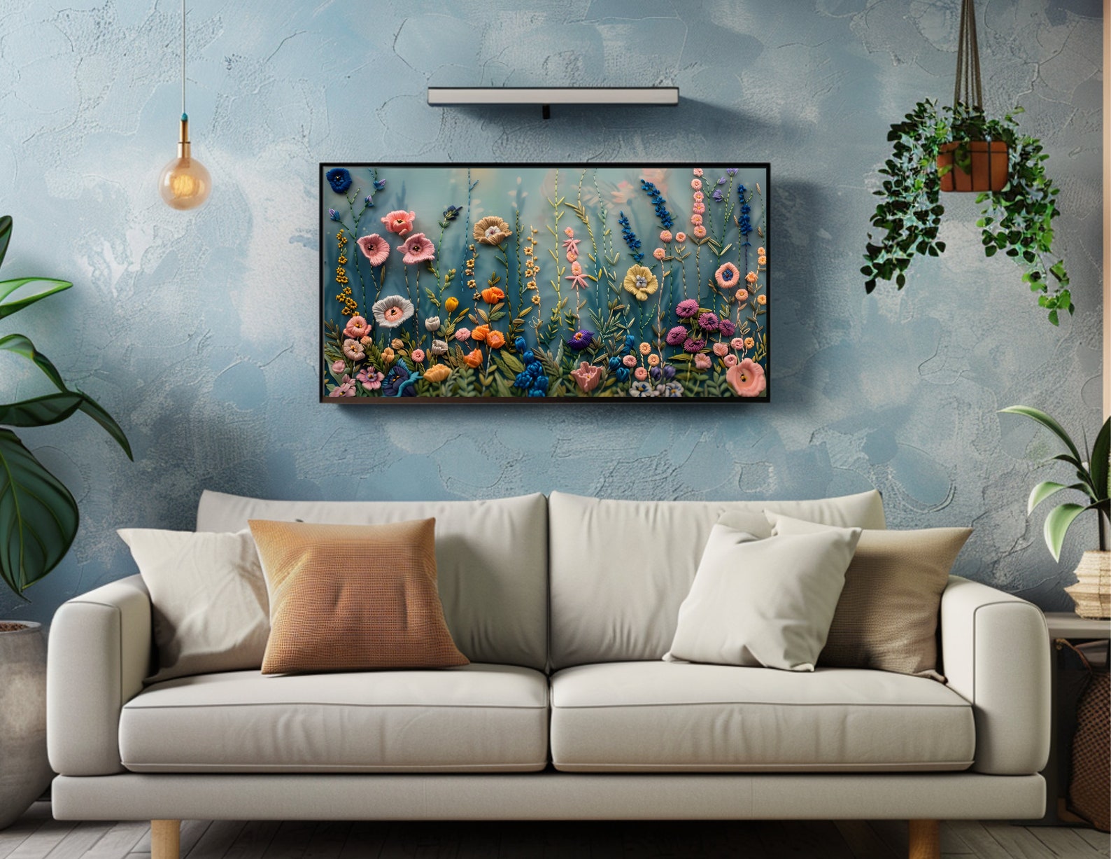 Spring Frame TV Art Instant Download | Wildflower Floral One Embroidery ...