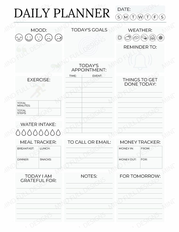 Daily Life Planner Printable Page / Digital Download / PDF / - Etsy