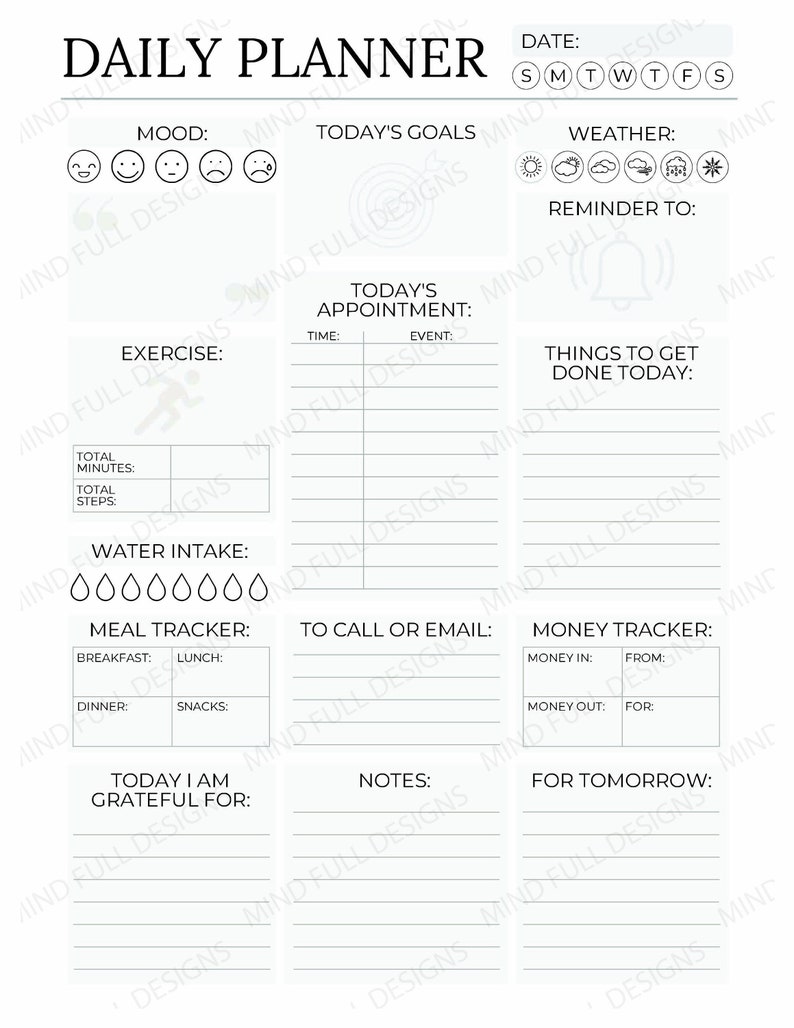 Daily Life Planner Printable Page / Digital Download / PDF / - Etsy