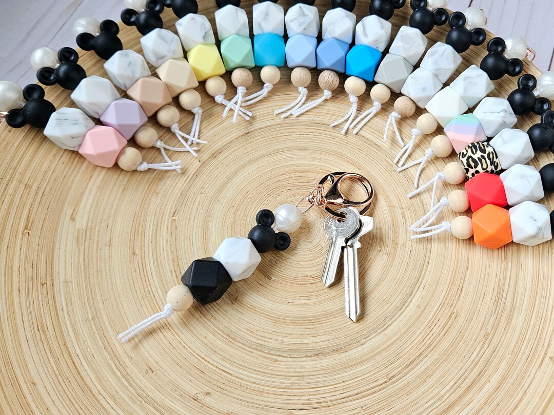 Beaded Keychain With Mouse Ears. Customize With 17 Color Choices. Rose ...