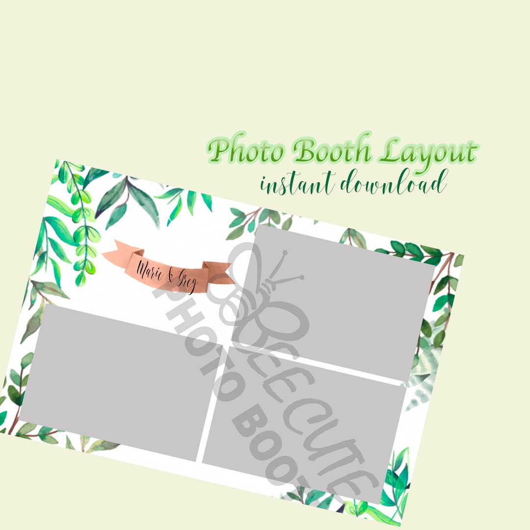 Green Leaf Photobooth Template,flower Photo Booth Layout,4x6 Baby ...