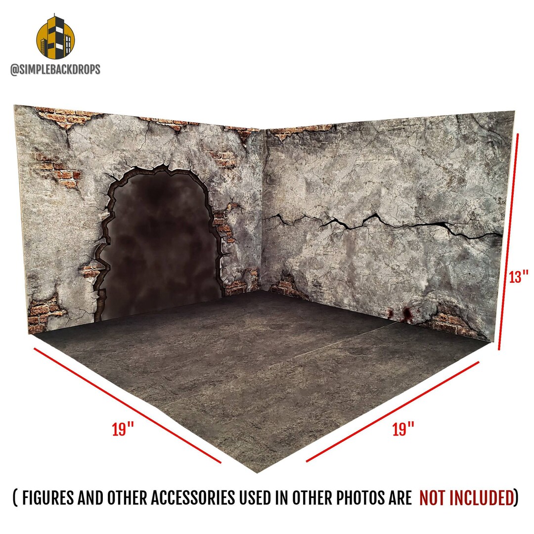Broken Wall Backdrop / Foldable Diorama for Collectible Action Figures ...