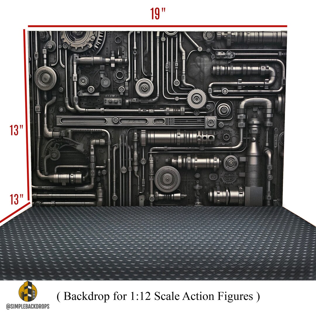 Mechanical Wall Backdrop / Diorama Size 13x19 for 1:12 Scale Action ...